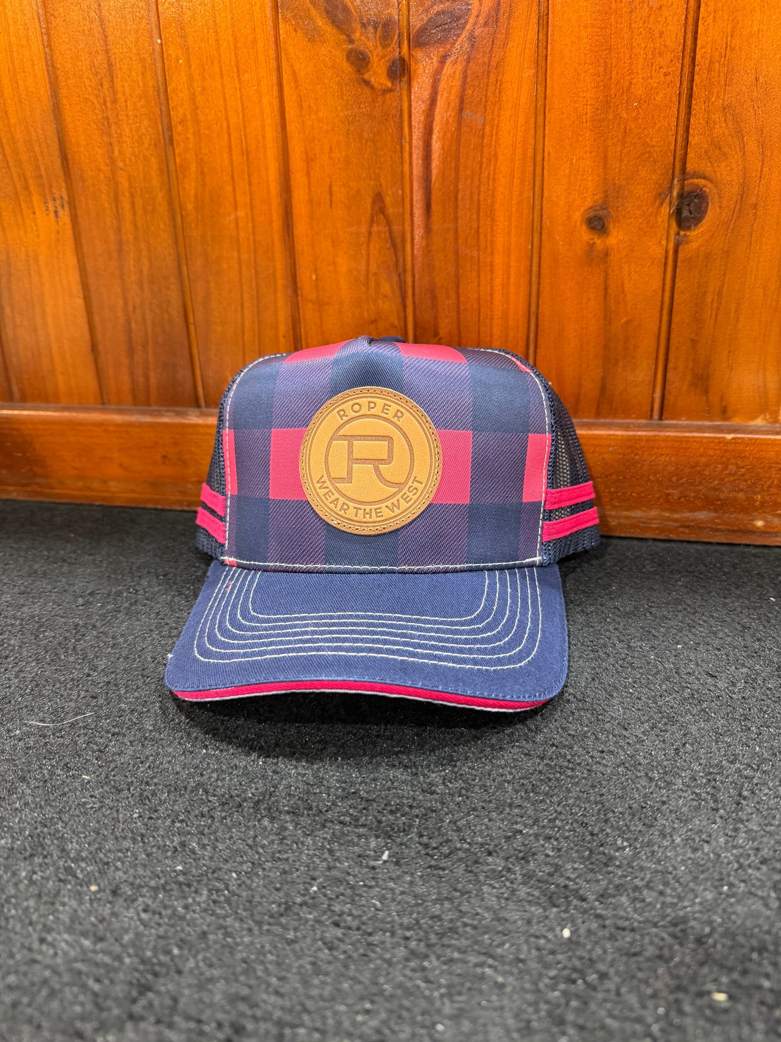 RC2404 Roper Pink/Navy Check Cap – LittleBit Country