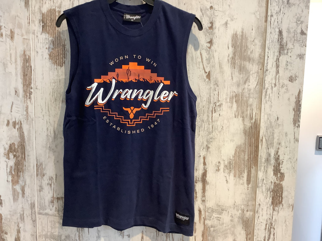 X5S1572395 Wrangler Mens Mario Muscle Tank NAVY – LittleBit Country