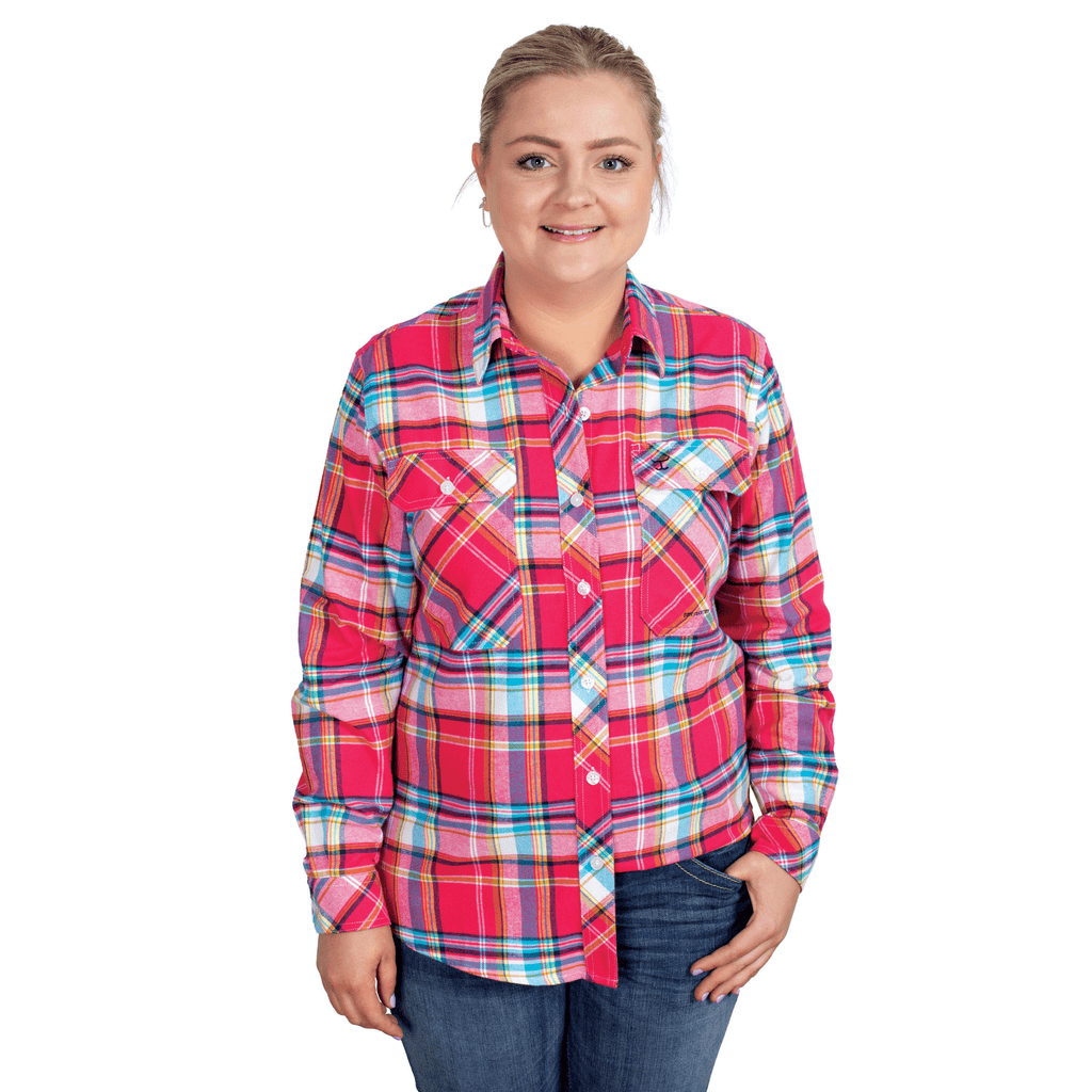 50502255 Just Country Ladies Brooke Workshirt Flannel Hot Pink ...
