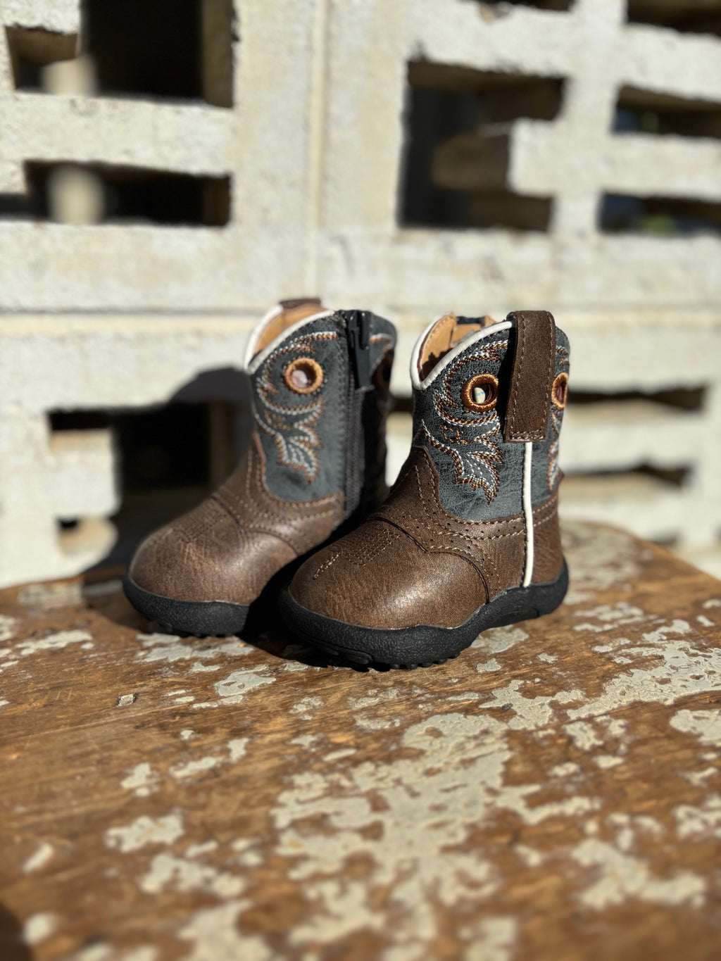09-016-1224-2201 Roper Infant Cowbaby Boots Daniels Brown/Blue ...