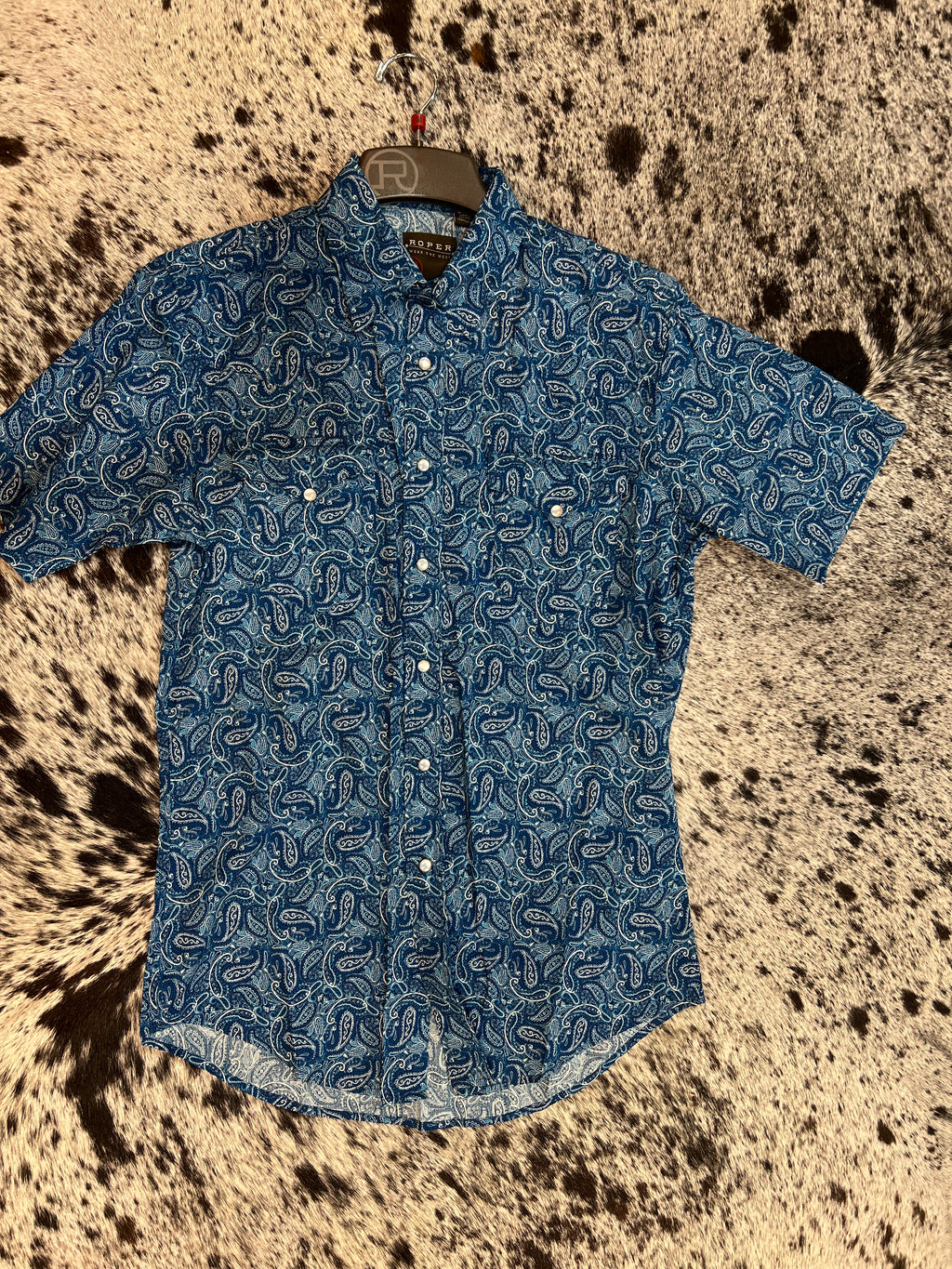 03-002-0064-0248 Roper Mens West Made Collection L/S Shirt Print Blue ...