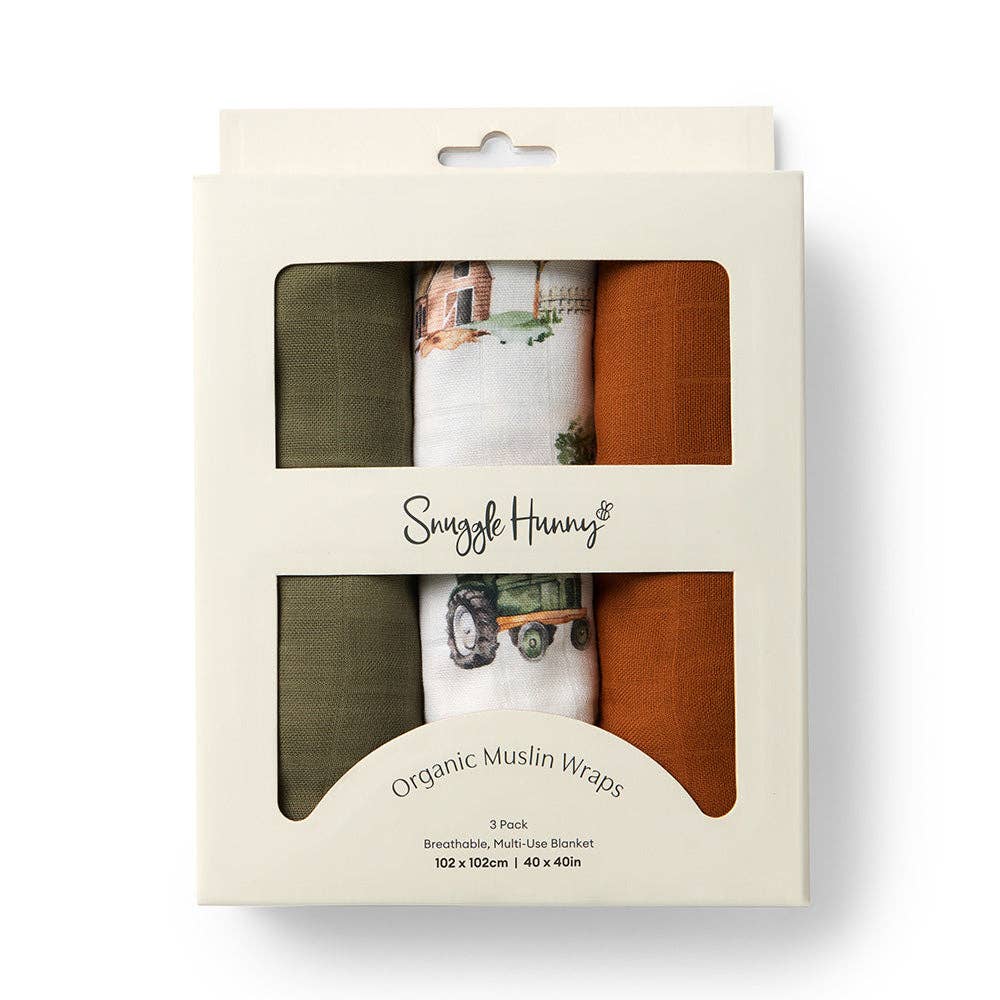 Large Organic Muslin Wraps 3 Pack - Diggers/Olive/Bronze – LittleBit ...