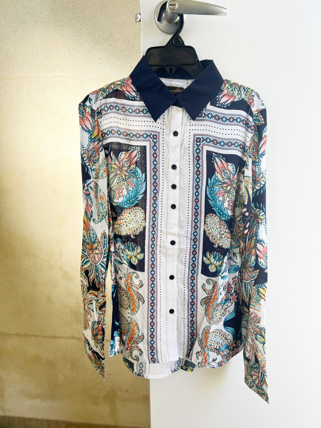 Wrangler Ladies Randa Long Sleeve Shirt Navy/Multi – LittleBit Country