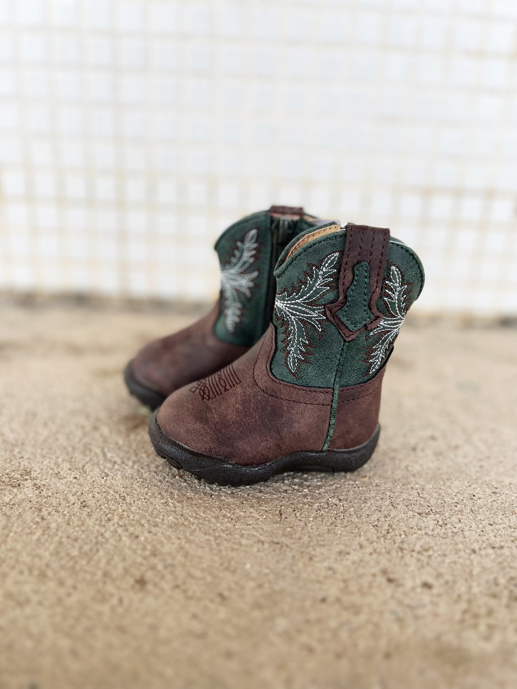 09-016-1224-2991 Roper Infant Cowbaby Boots Jed Brown/Green – LittleBit ...